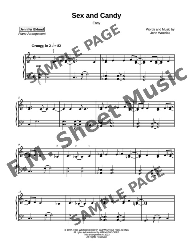 Sex And Candy Easy Piano By Marcy Playground F M Sheet Music Pop
